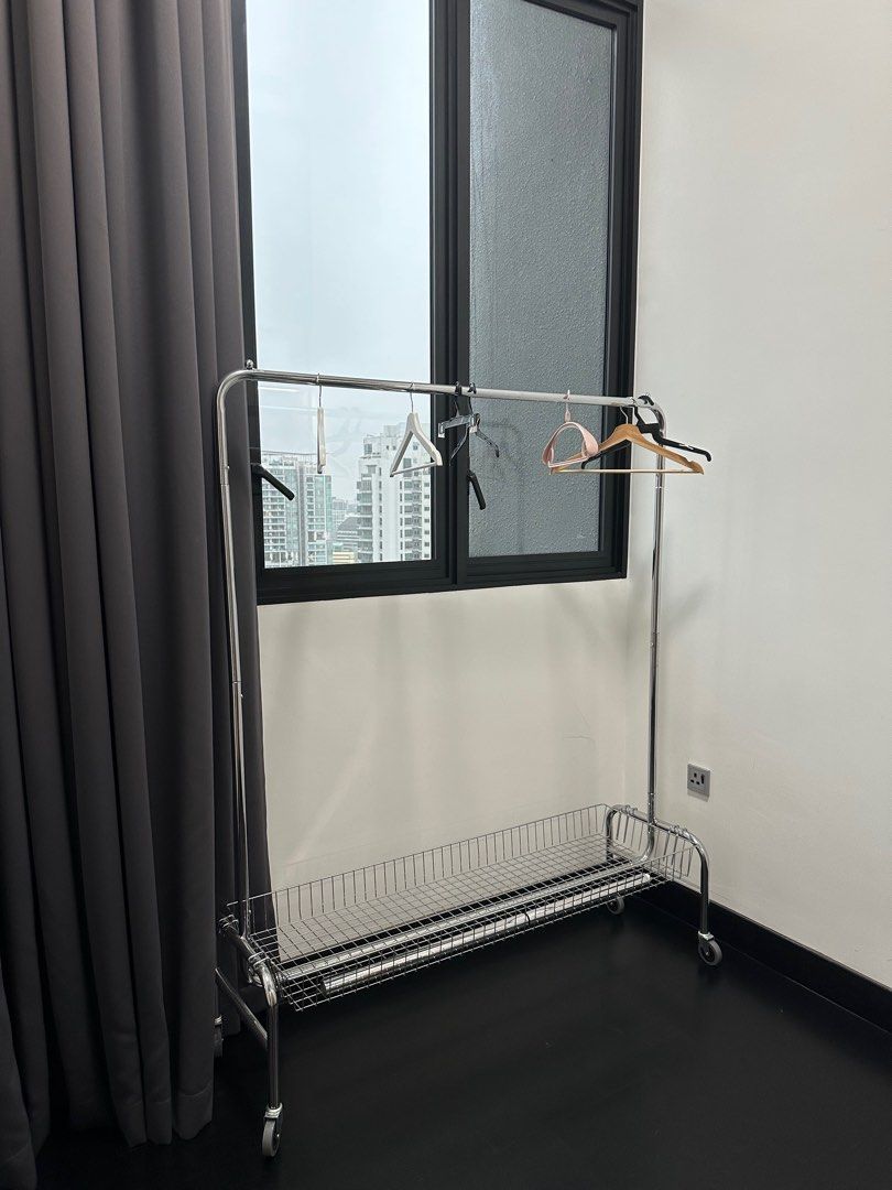 Stainless steel clothing rack with basket, Furniture & Home Living ...