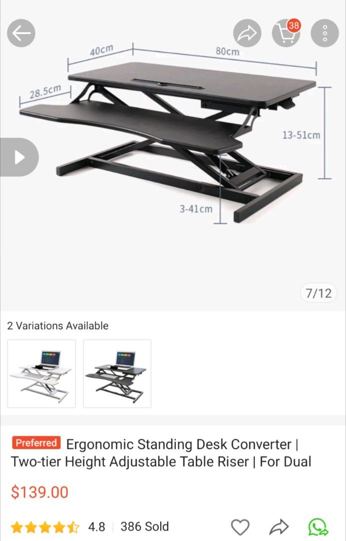 Standing desk table extender, Furniture & Home Living, Furniture ...