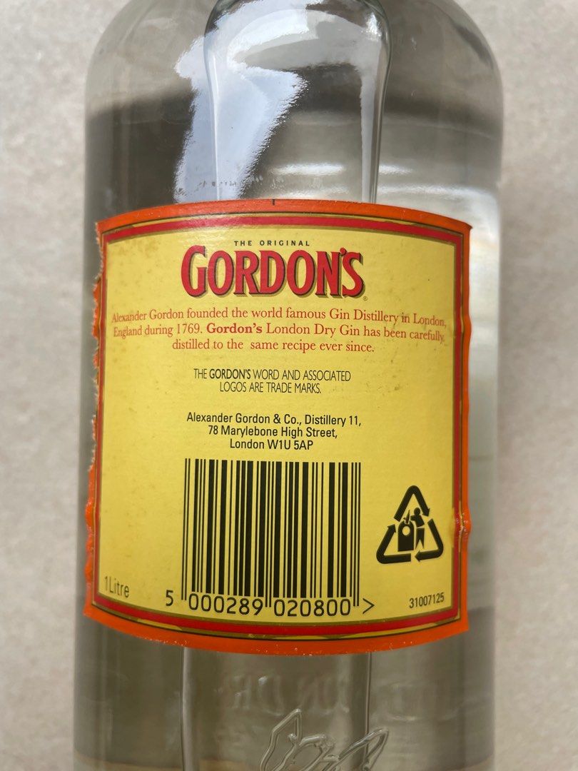 The Original Gordon’s London Dry Gin - 1Litre, Food & Drinks, Alcoholic ...
