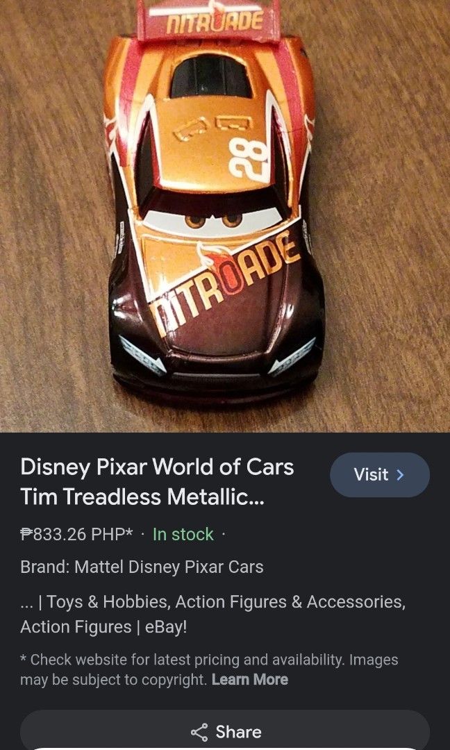 Tim treadless metallic Disney pixar world of cars, Hobbies & Toys, Toys ...