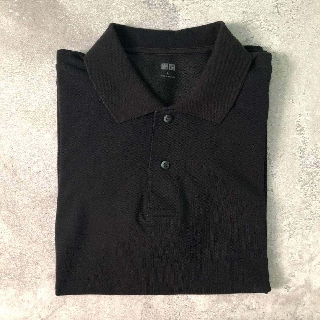 Uniqlo Polo Shirt Hitam Black L, Fesyen Pria, Pakaian , Atasan di Carousell