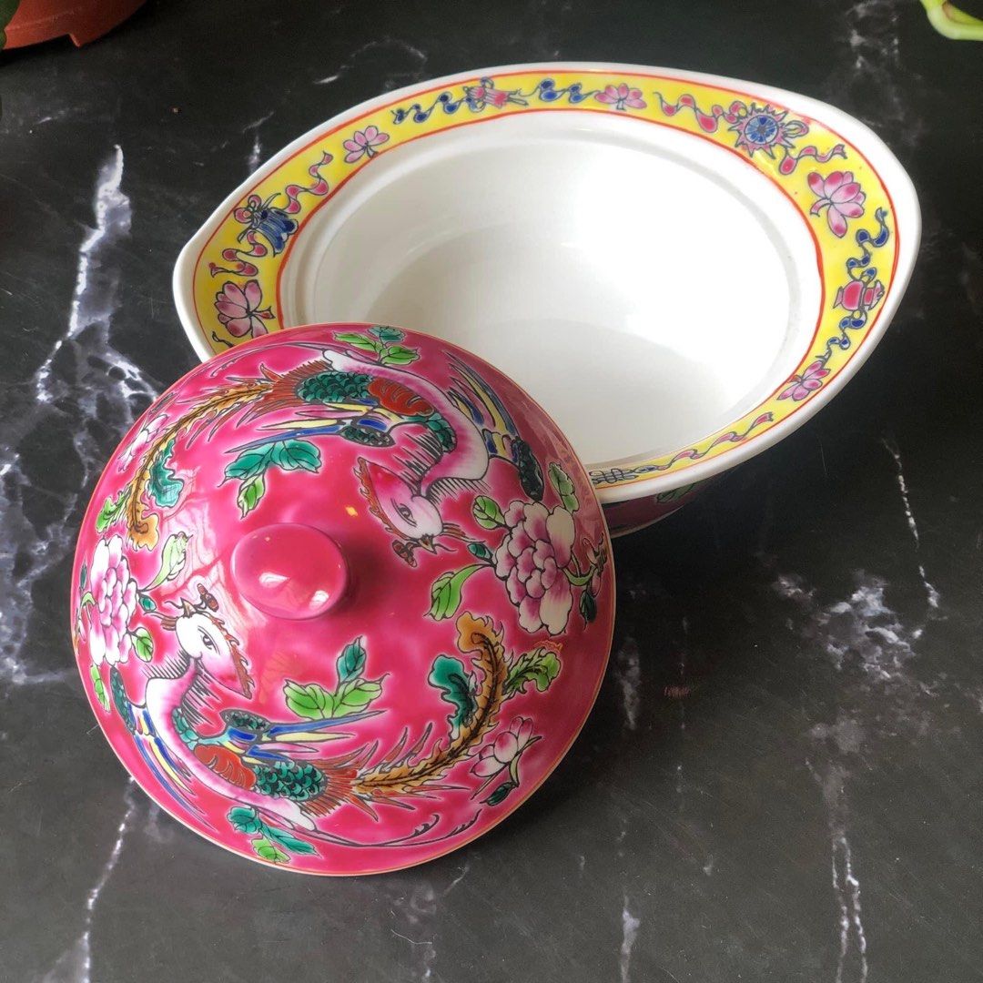 Peranakan Style Lidded Bowl, Furniture & Home Living, Kitchenware ...