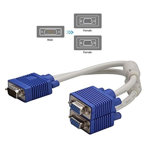 VGA Splitter Cable - 15Pin Male to 2 Female Y Adapter Monitor Converter ...