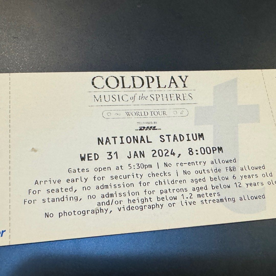 VIP Ticket Coldplay Concert Jan 31st Singapore, Tickets & Vouchers ...