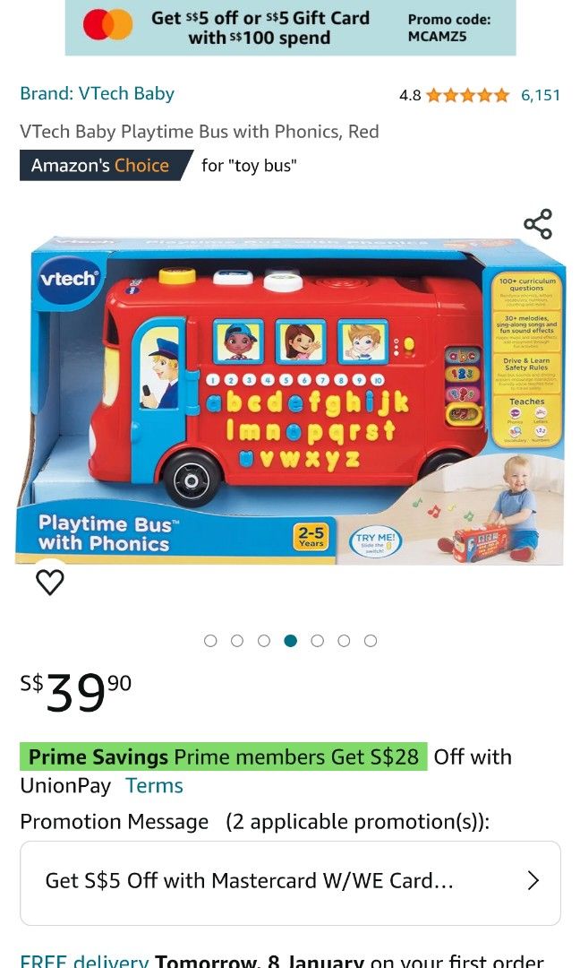 Vtech Bus with phonics sounds and music, Babies & Kids, Infant Playtime ...