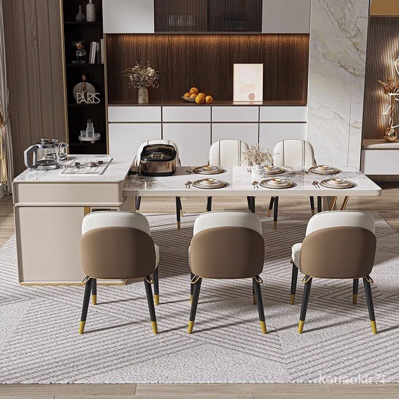 XYFrench Cream Style Kitchen Island Dining Table Integrated Stretchable ...