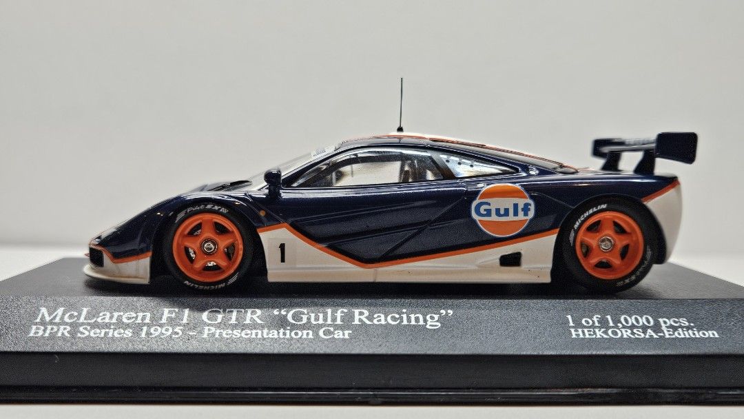 1/43 McLaren F1 GTR "Gulf Racing" HEKORSA Edition Presentation, 興趣及遊戲, 玩具 & 遊戲類 - Carousell