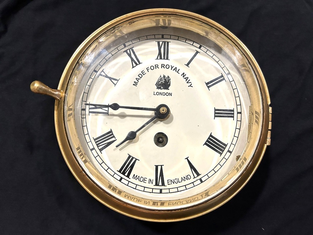 14 cm Bulkhead Ship Clock - Ex Royal Navy, Furniture & Home Living ...