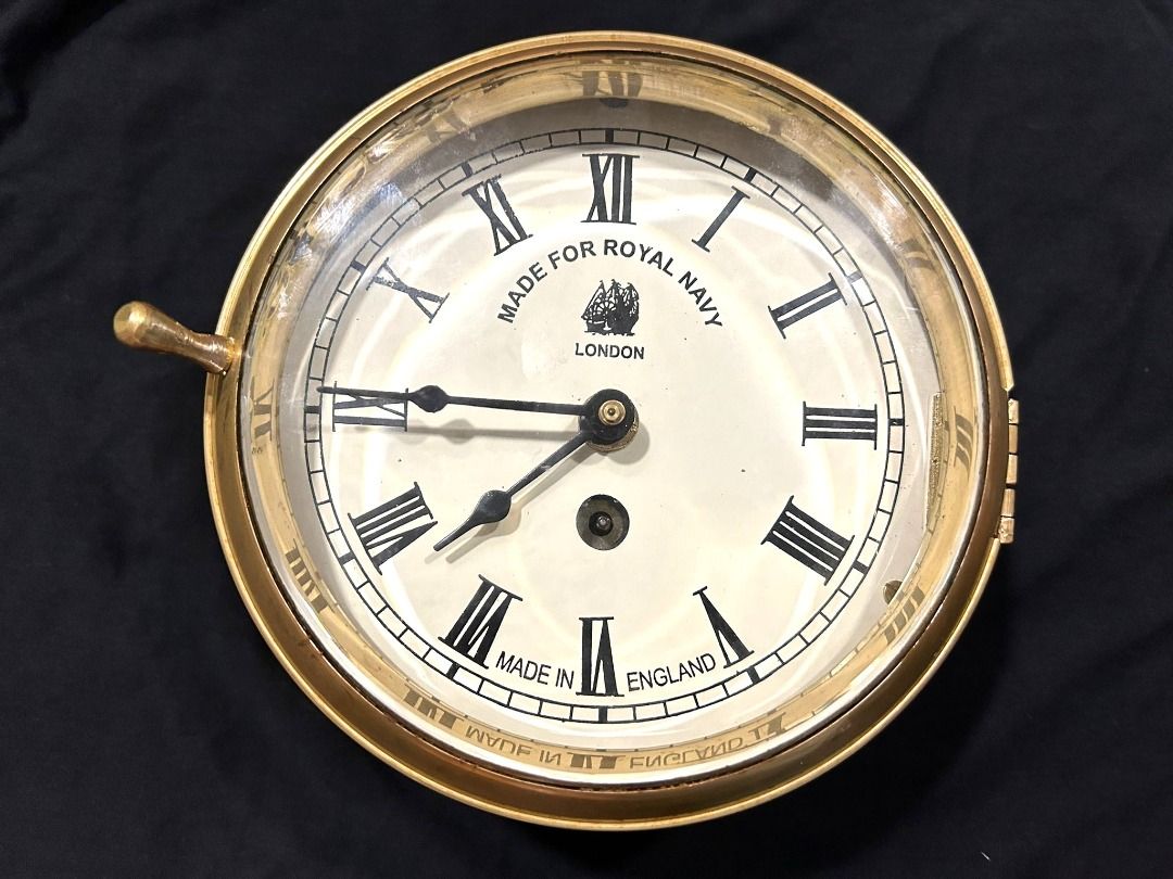 14 cm Bulkhead Ship Clock - Ex Royal Navy, Furniture & Home Living ...