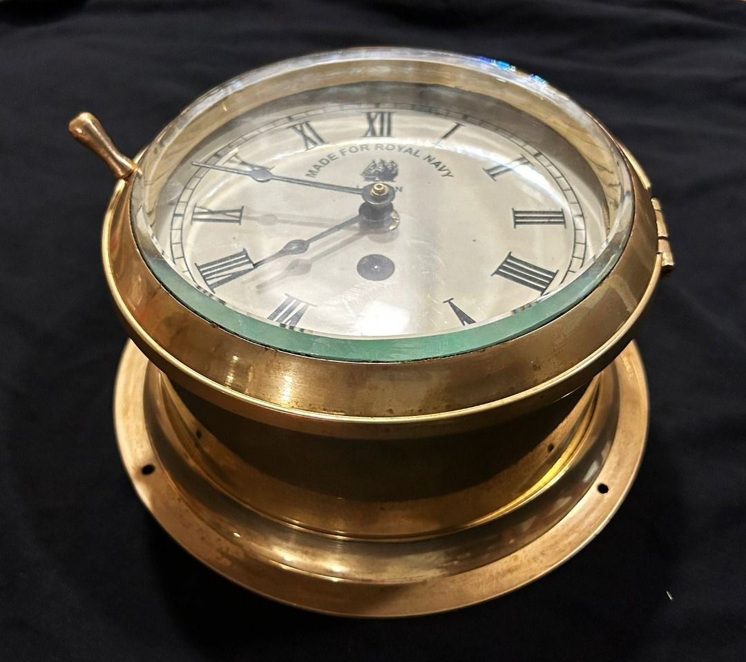 14 cm Bulkhead Ship Clock - Ex Royal Navy, Furniture & Home Living ...