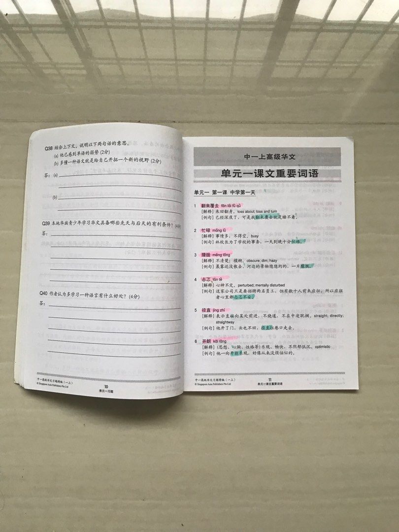 中学课文 强化作业 中一高级华文习题精编 Revision Exercises for Secondary 1 Higher Chinese ...
