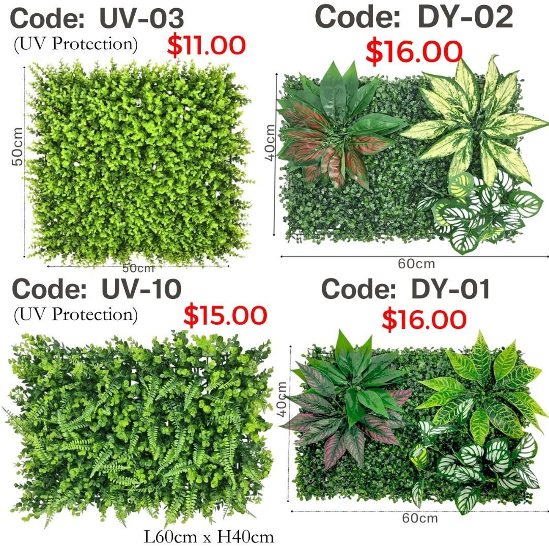 Artificial Wall Plant Backdrop Small Panel Wall Green Decorative Indoor Outdoor Grass UV ...