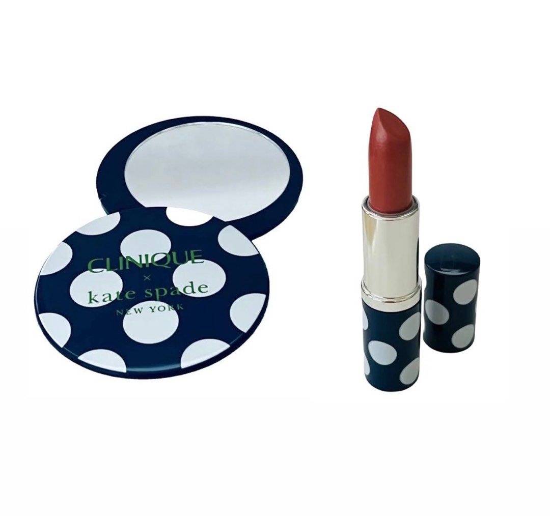 Authentic Clinique x Kate Spade Polka Dot Navy Blue Round Mirror and ...