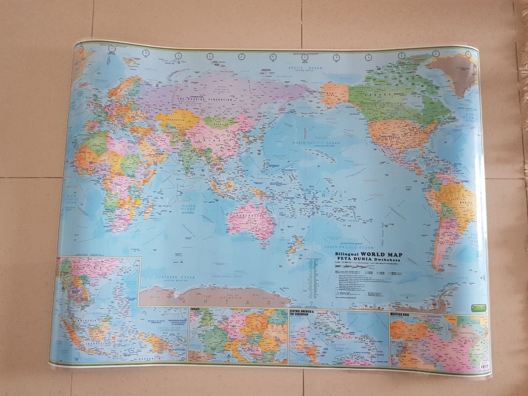 Bilingual World Map, Hobbies & Toys, Stationery & Craft, Art & Prints on Carousell