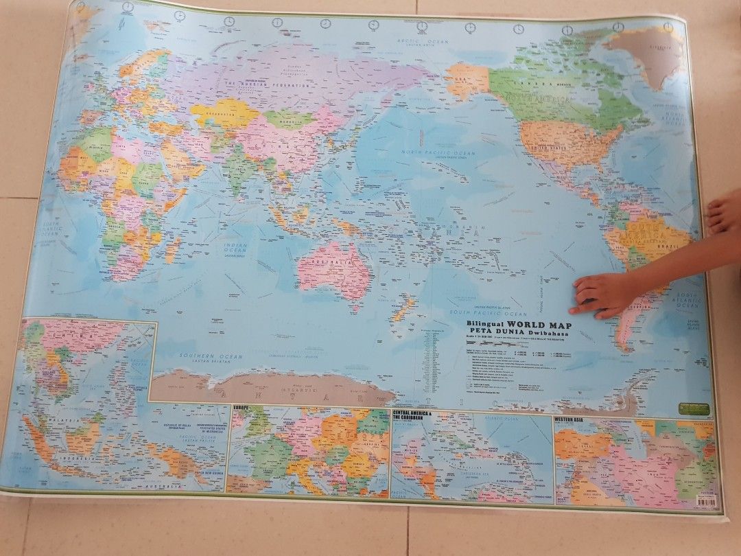 Bilingual World Map, Hobbies & Toys, Stationery & Craft, Art & Prints ...