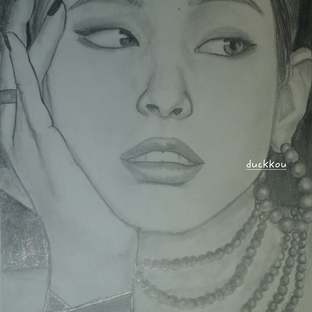 blackpink jennie kim pencil drawing artwotk fanart, Hobbies & Toys ...