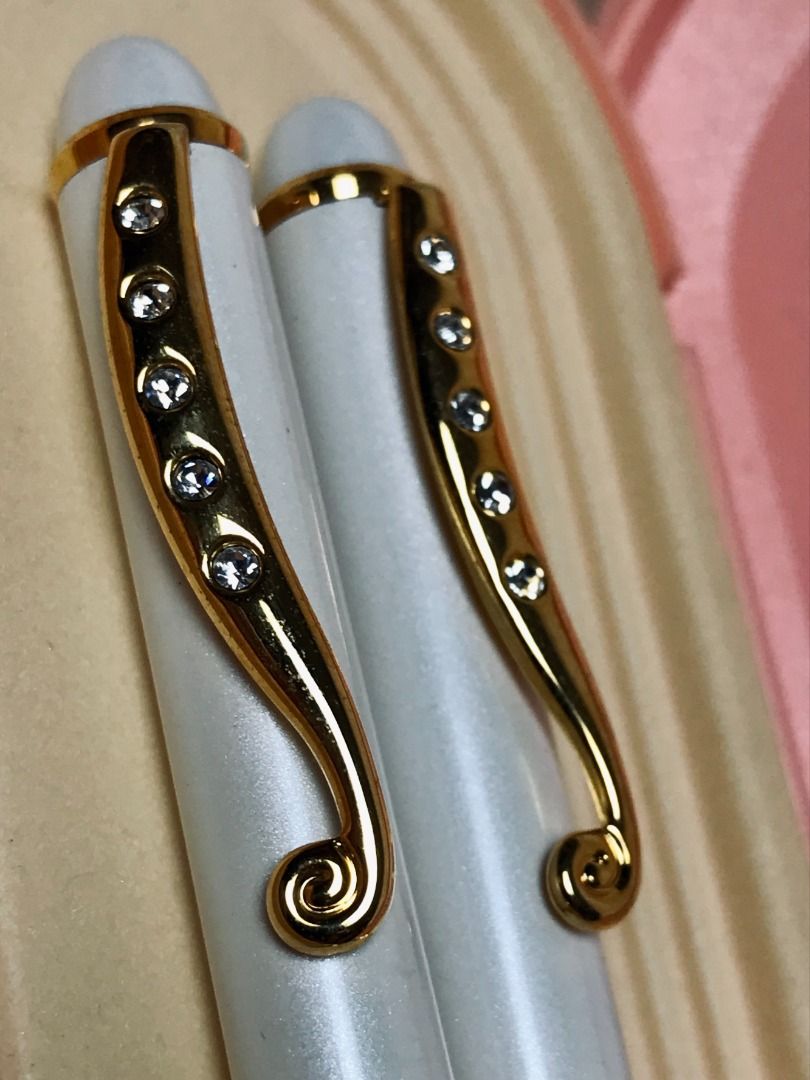 BOXED SET Brillante Fountain Pen + Mechanical Pencil in Pearl Ivory ...