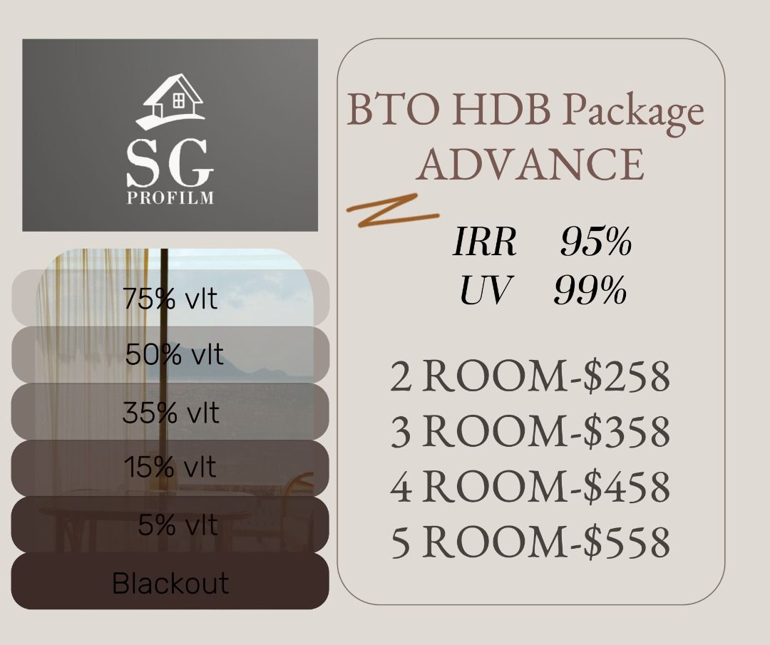 BTO HDB Advance Package window solar film, Furniture & Home Living ...
