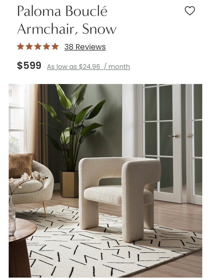 Castlery Paloma boucle chair, Furniture & Home Living, Furniture ...