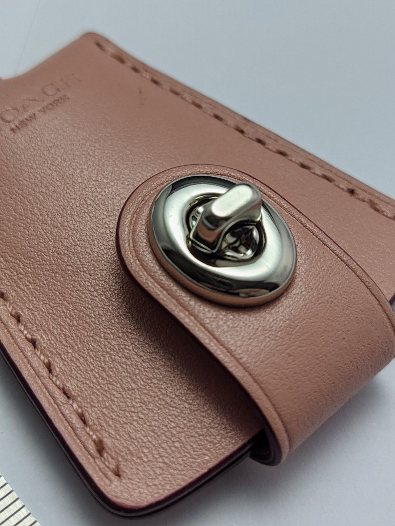 Coach bag hang tag keychain lock types, milk pink, Luxury, Accessories ...