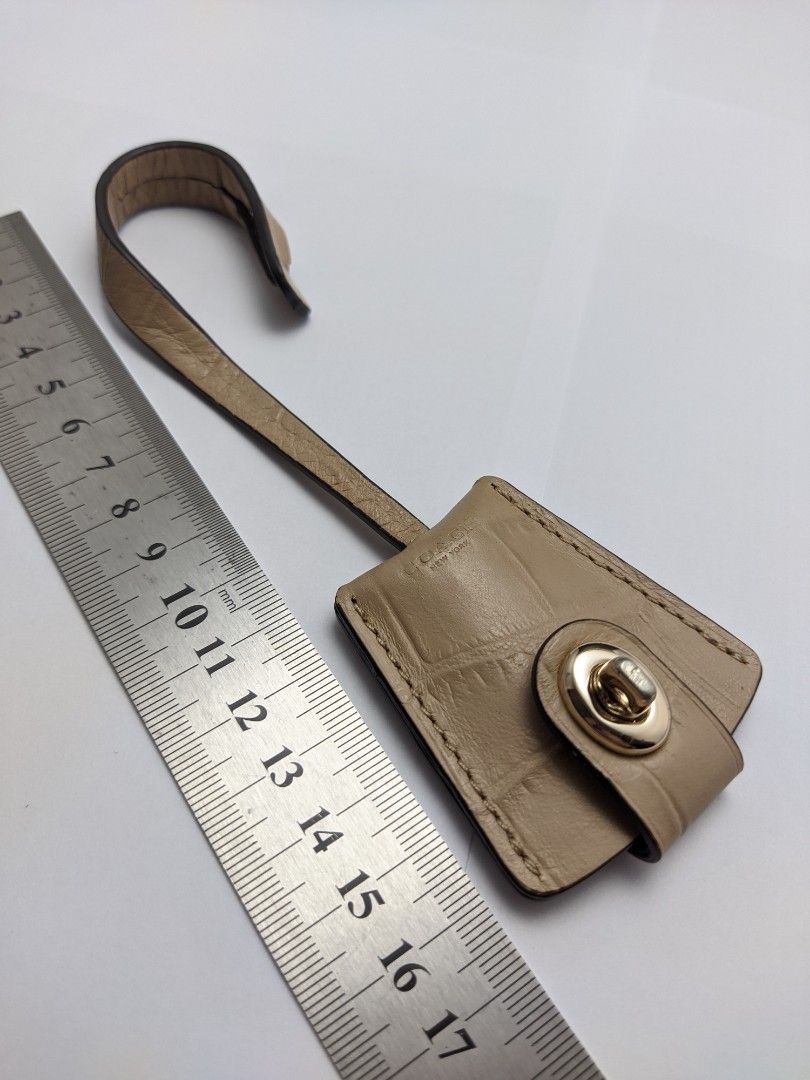 Coach bag hang tag keychain lock types, croco milk brown, Luxury ...