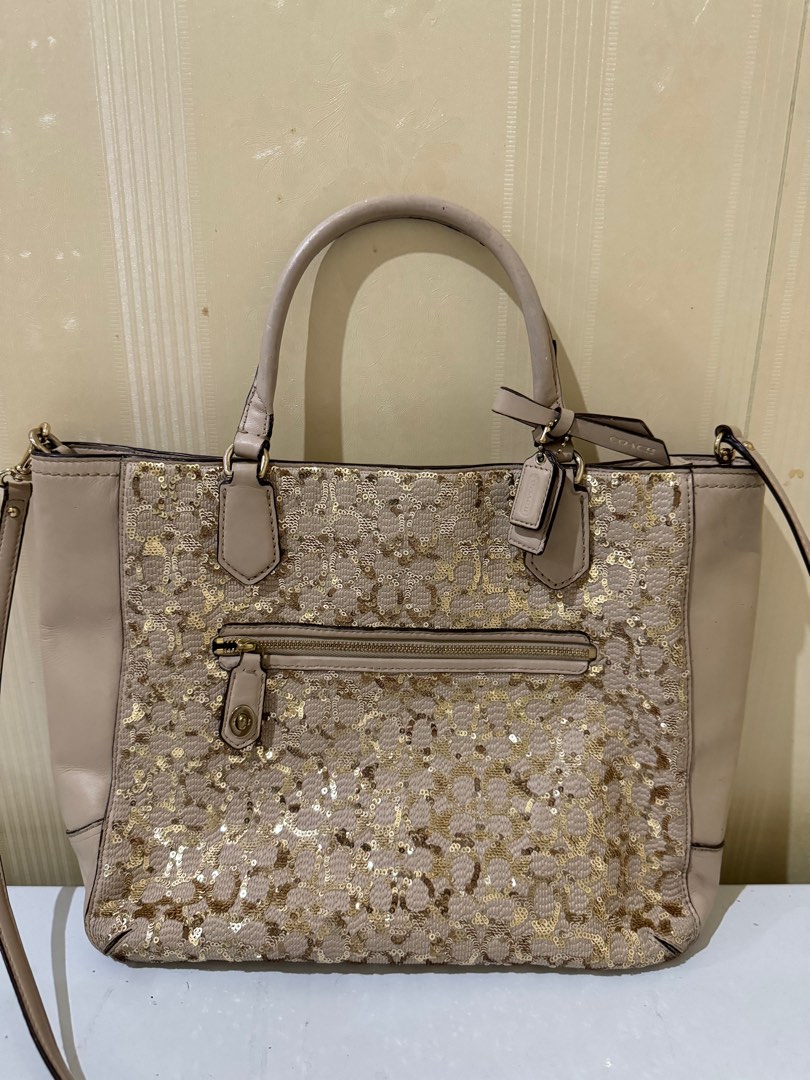 Coach Poppy Sequin Signature C Blaire Tote Bag, Fesyen Wanita, Tas ...