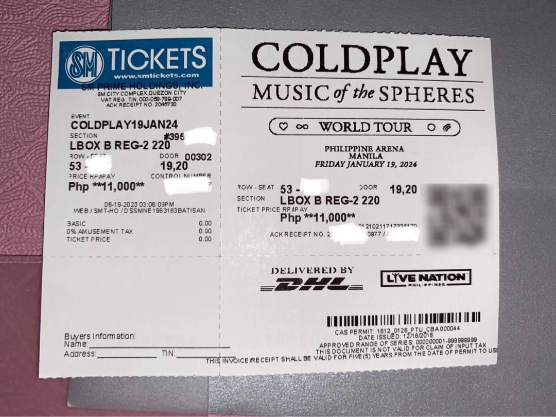 COLDPLAY TICKET, Tickets & Vouchers, Event Tickets on Carousell