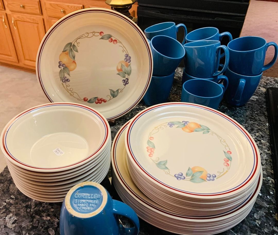 Corelle Loose Fall Fruit and Floral patter pieces salad and pasta sets ...