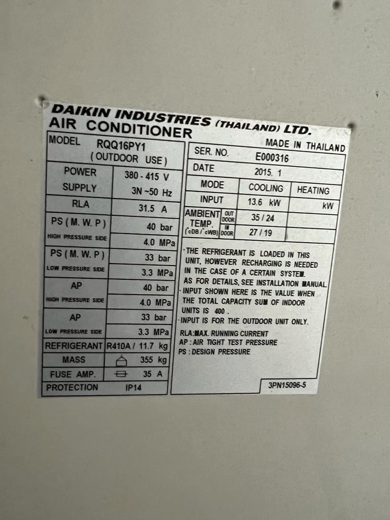DAIKIN VRV III COMPRESSOR RQQ16PY1, TV & Home Appliances, Air ...