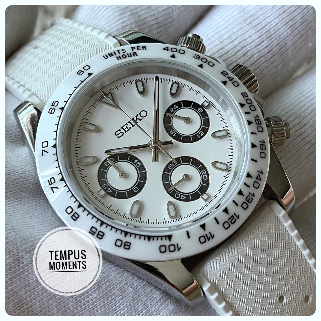 Daytona Polar White chronograph watch - Seiko mod, Women's Fashion ...