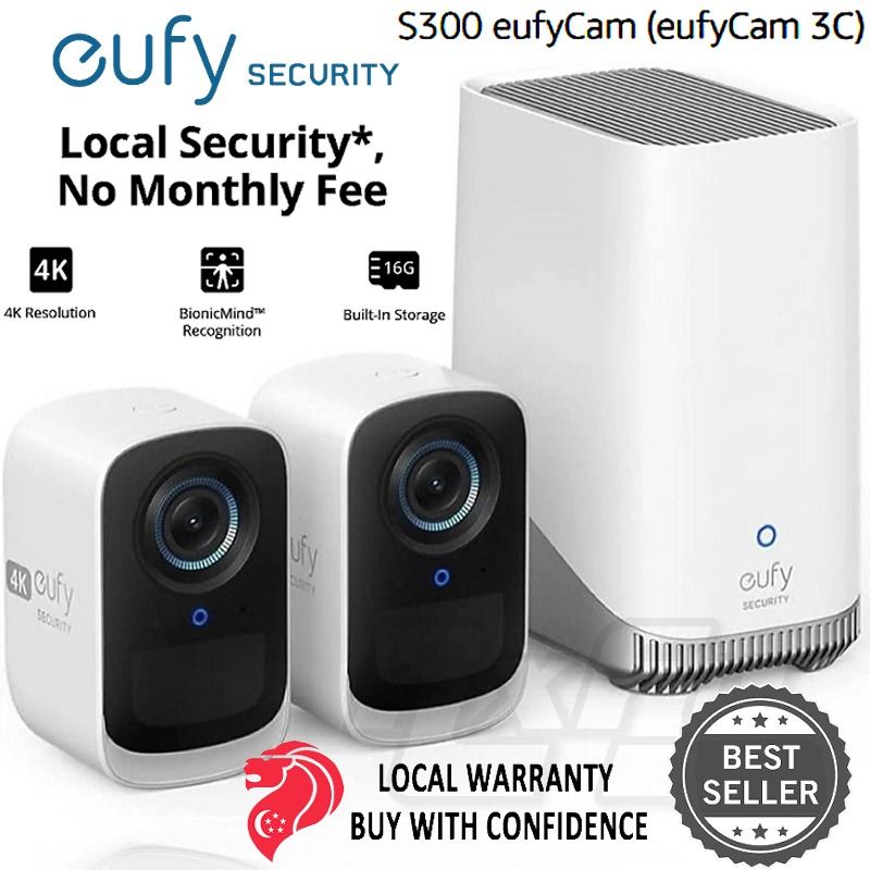 eufy Security eufyCam S300 (eufyCam 3C) Cam Kit, 4K Security Camera ...