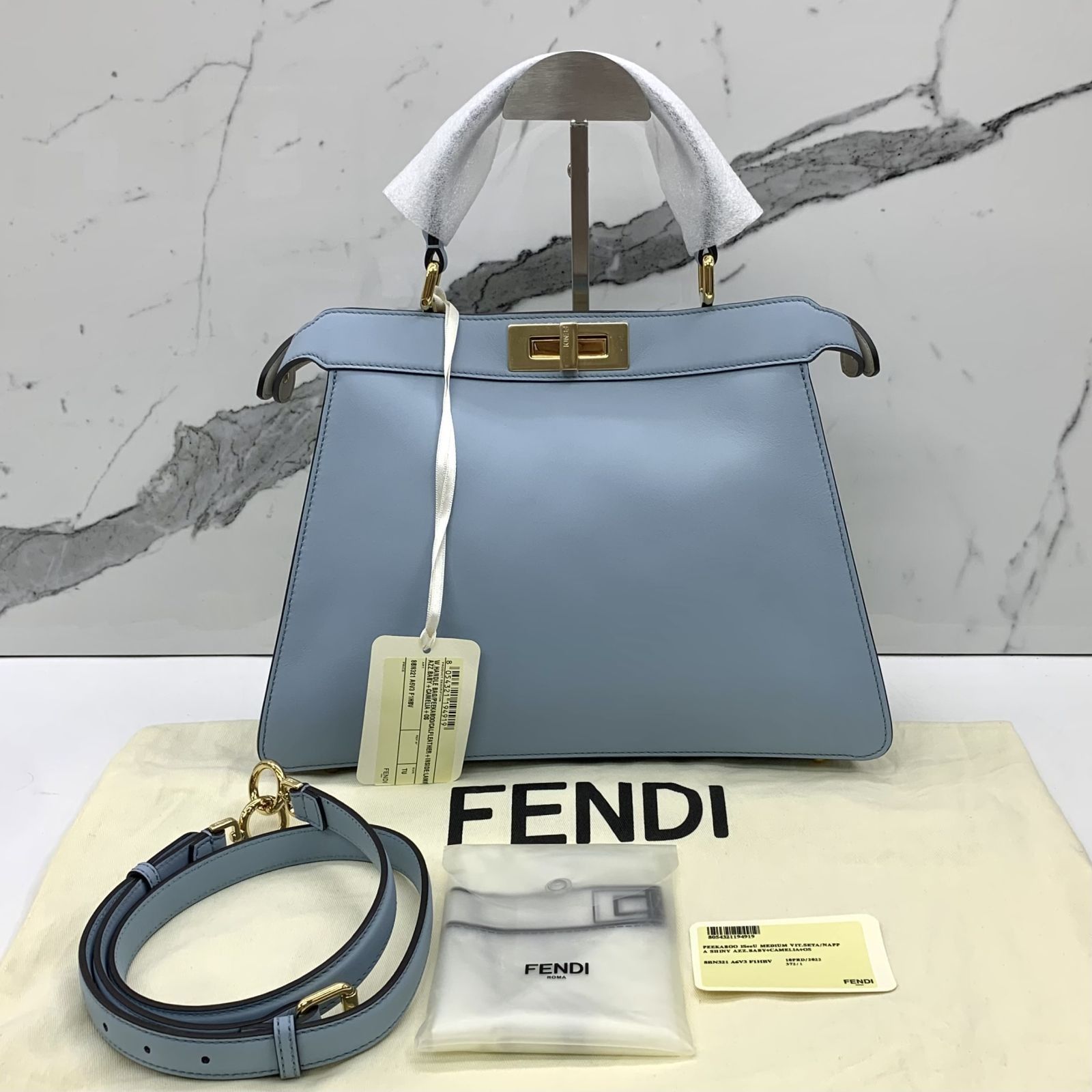 FENDI 8BN321 BABY BLUE 2WAY PEEKABOO ISEEU SHOULDER BAG 237045918 AL ...
