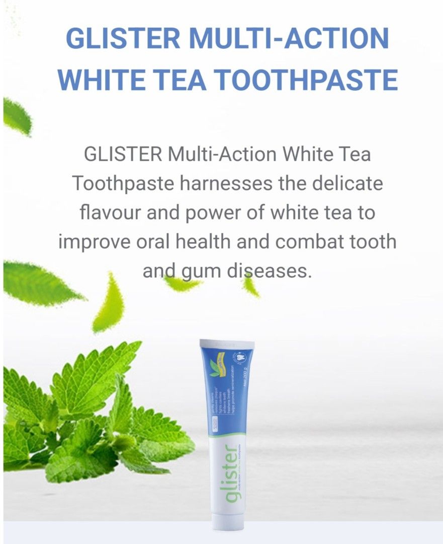 GLISTER Multi-Action White Tea Toothpaste - 200g, Beauty & Personal ...