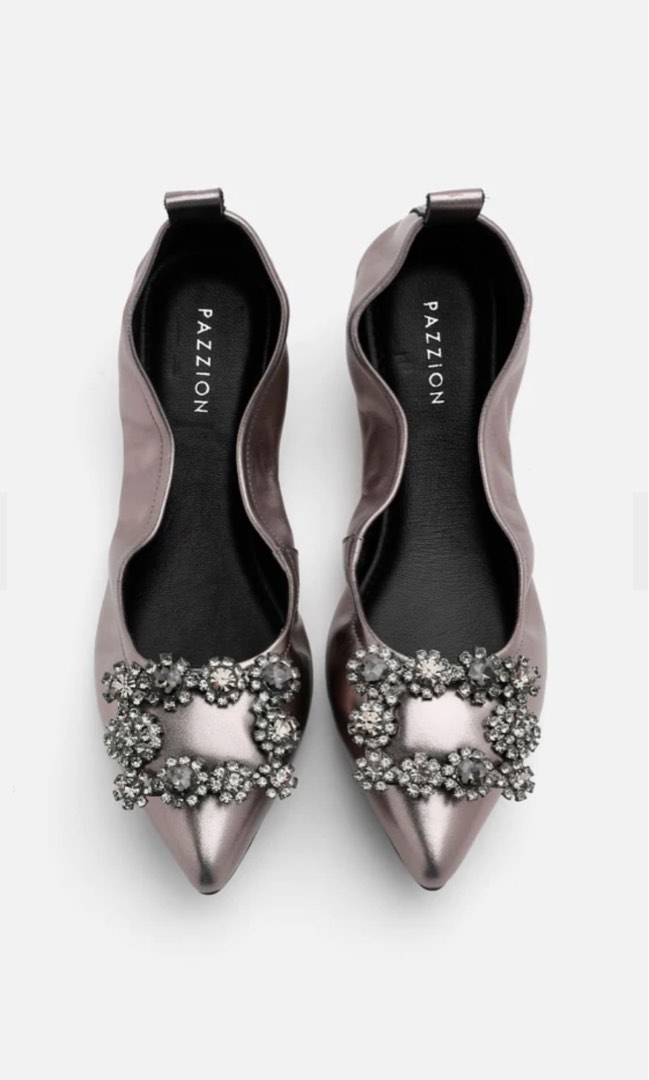 Helene Crystal Buckle Foldable Flats, Women's Fashion, Footwear, Flats ...