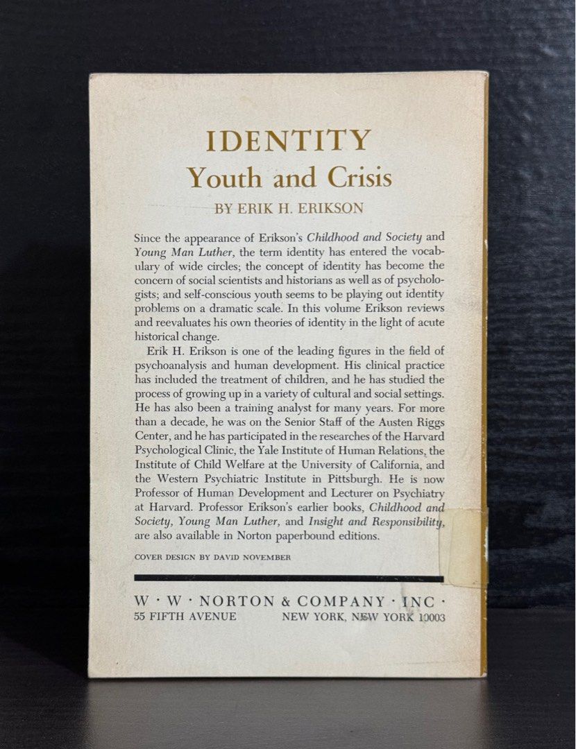 Identity, Youth, and Crisis by Erik H. Erikson, Hobbies & Toys, Books ...