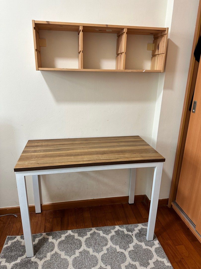 Ikea study table and book shelf, Furniture & Home Living, Furniture ...