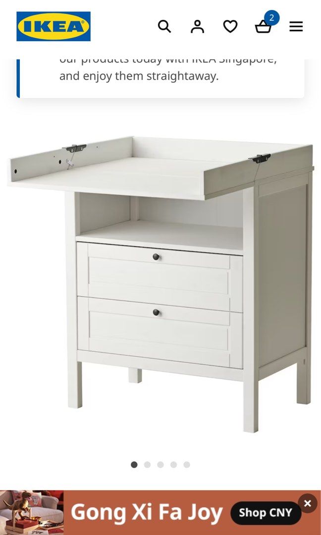 IKEA sundvik changing table/ chest of drawers, Furniture & Home Living ...