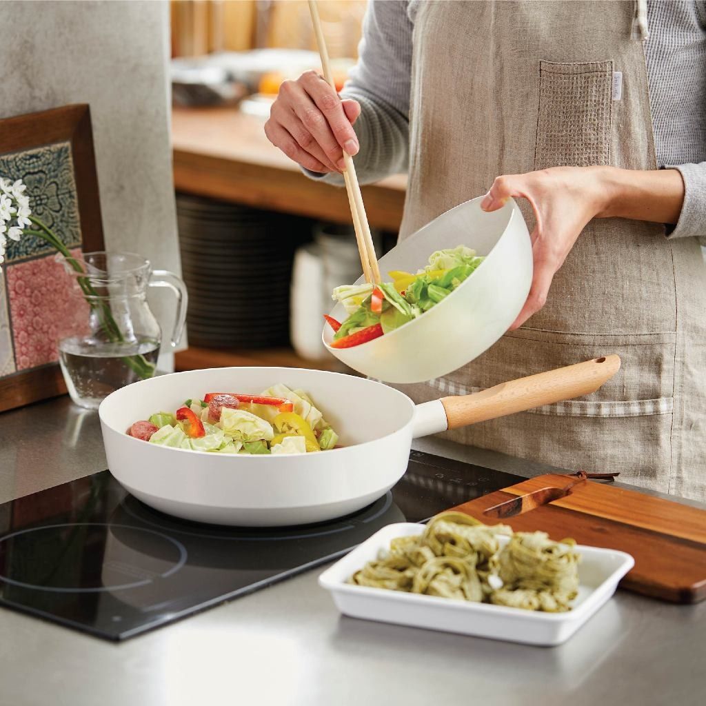 IRIS OHYAMA Non-Stick Ceramic Coating Fry Pan With Lid (20cm ...