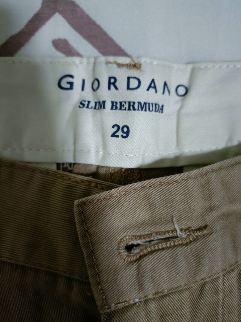 Khaki Slim Fit Berms, Men's Fashion, Bottoms, Shorts on Carousell