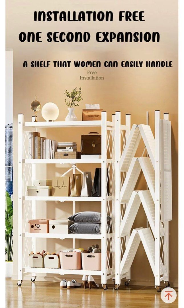 KS02-100cm/71cm length Foldable kitchen storage rack 5 foldable storage ...