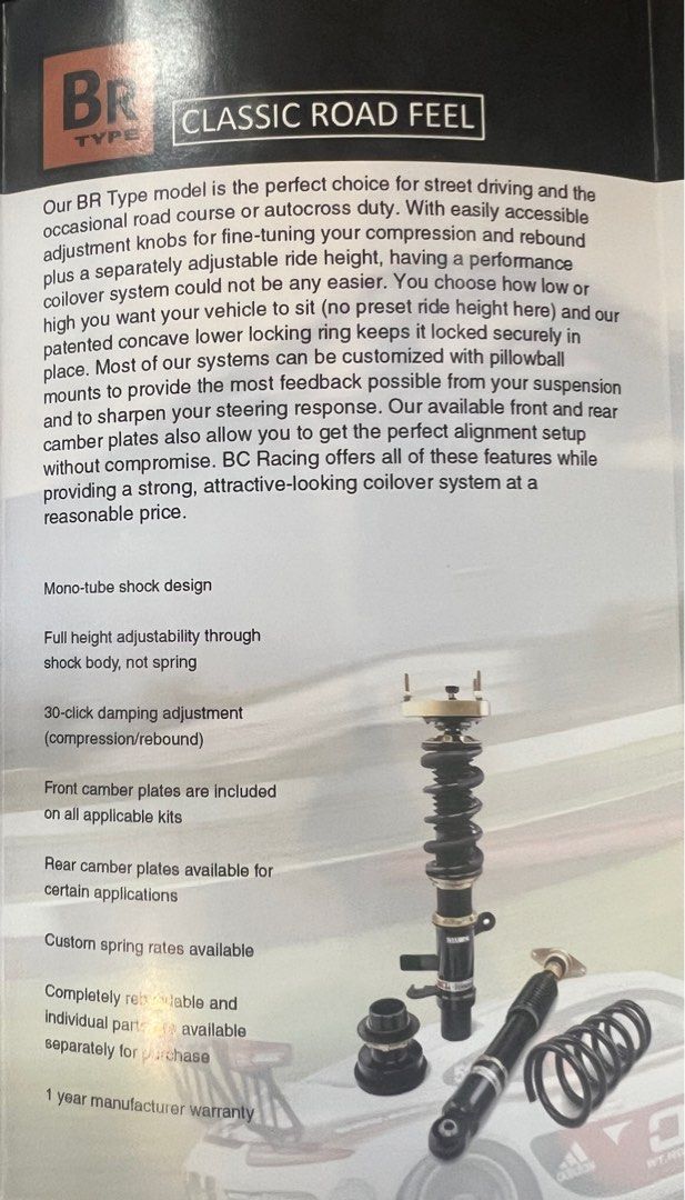 Lancer EX BCBR Coilover, Car Accessories, Accessories on Carousell