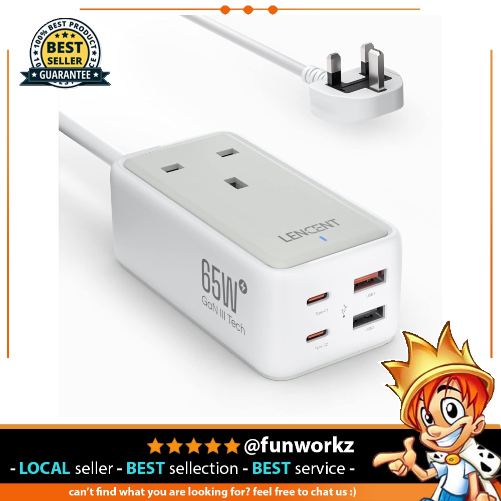 LENCENT 65W USB C Charger Plug, Gan III 4-Port Type C Power Adapter PD ...