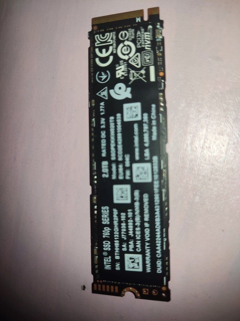 M.2 NVME SSD Intel 2TB, Computers & Tech, Parts & Accessories, Hard ...