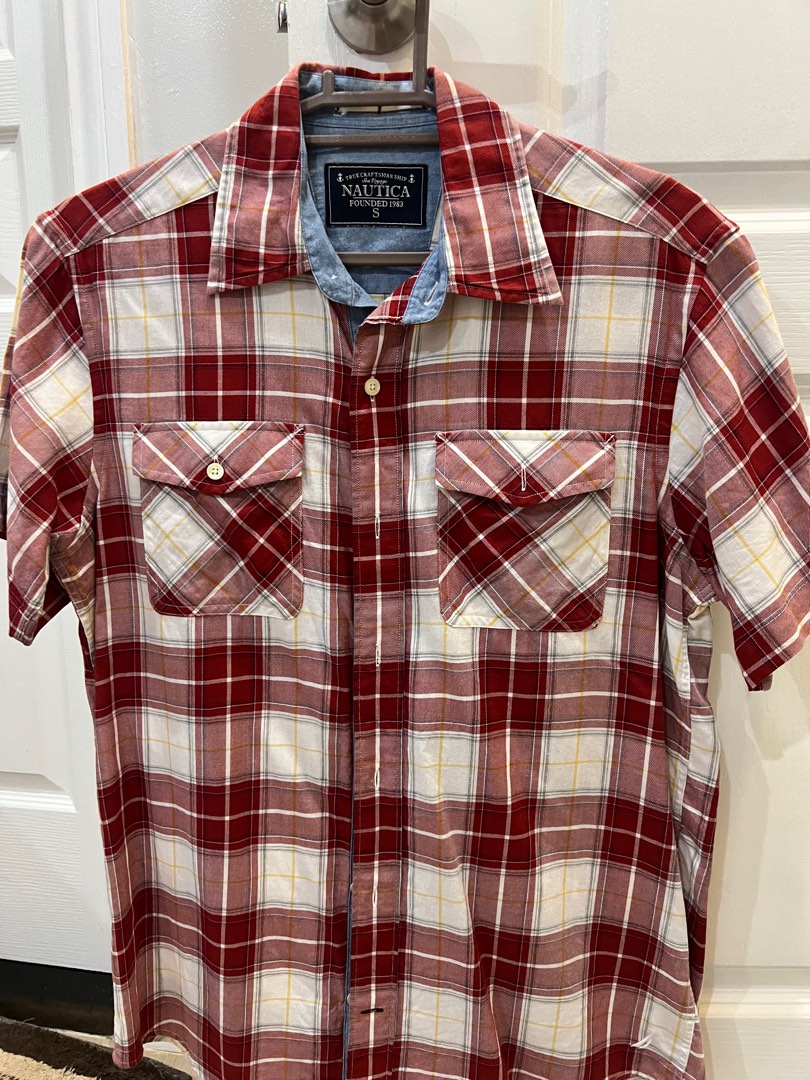 Nautica Red Checkered Polo - Small, Men's Fashion, Tops & Sets, Formal ...