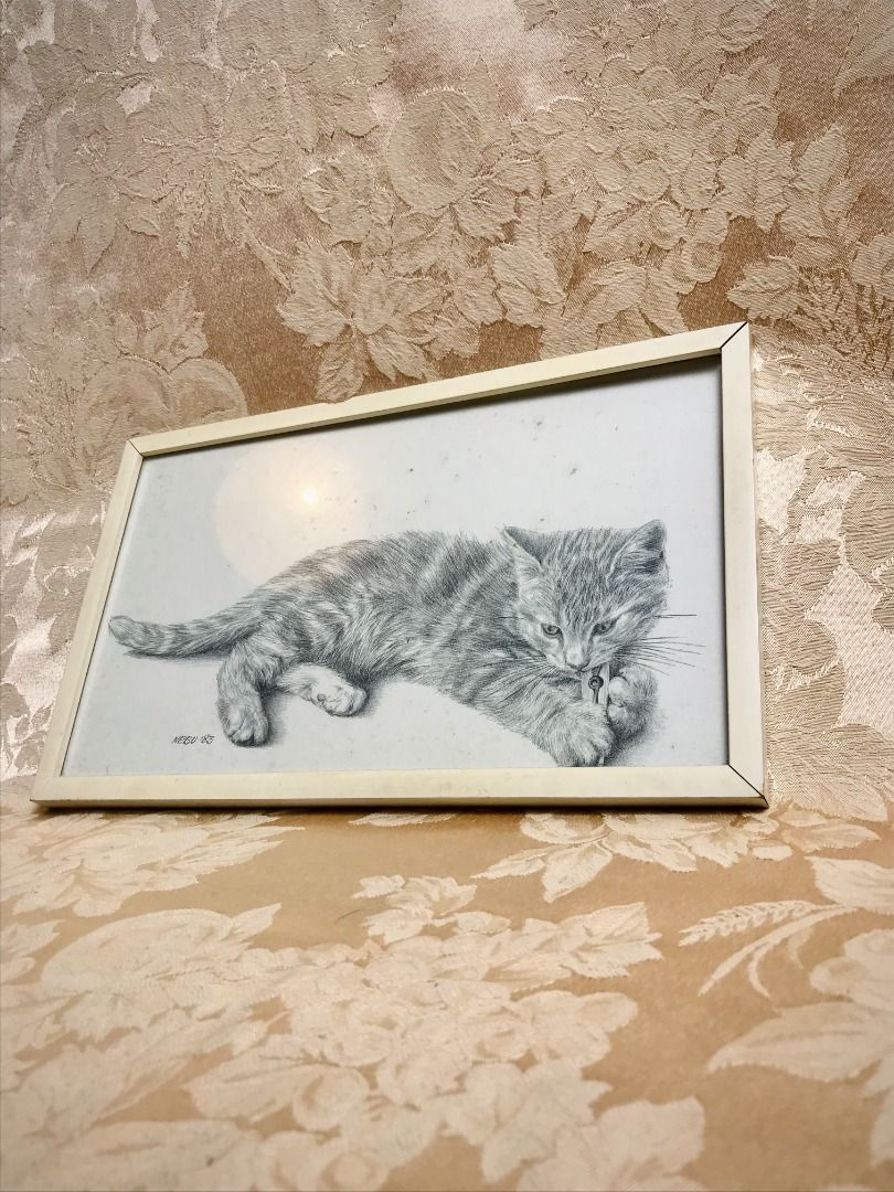 NEBU 1983 Tonal Illustrated Nibbling Clothespin American Shorthair ...