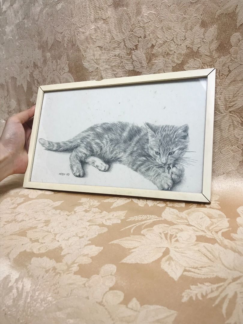 NEBU 1983 Tonal Illustrated Nibbling Clothespin American Shorthair ...