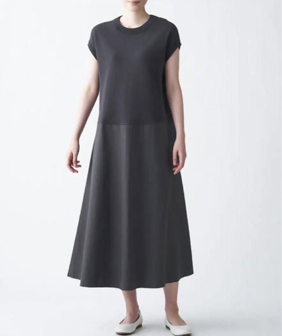 NEW MUJI Knitted one size combi dress, Women's Fashion, Dresses & Sets ...