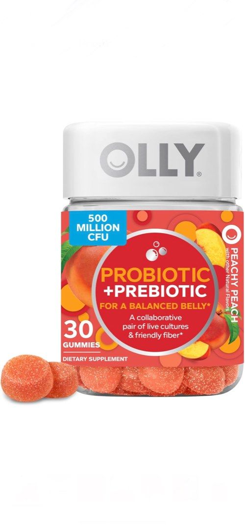OLLY Probiotic + Prebiotic Gummy Vitamins for Balanced Belly, 30 Day ...