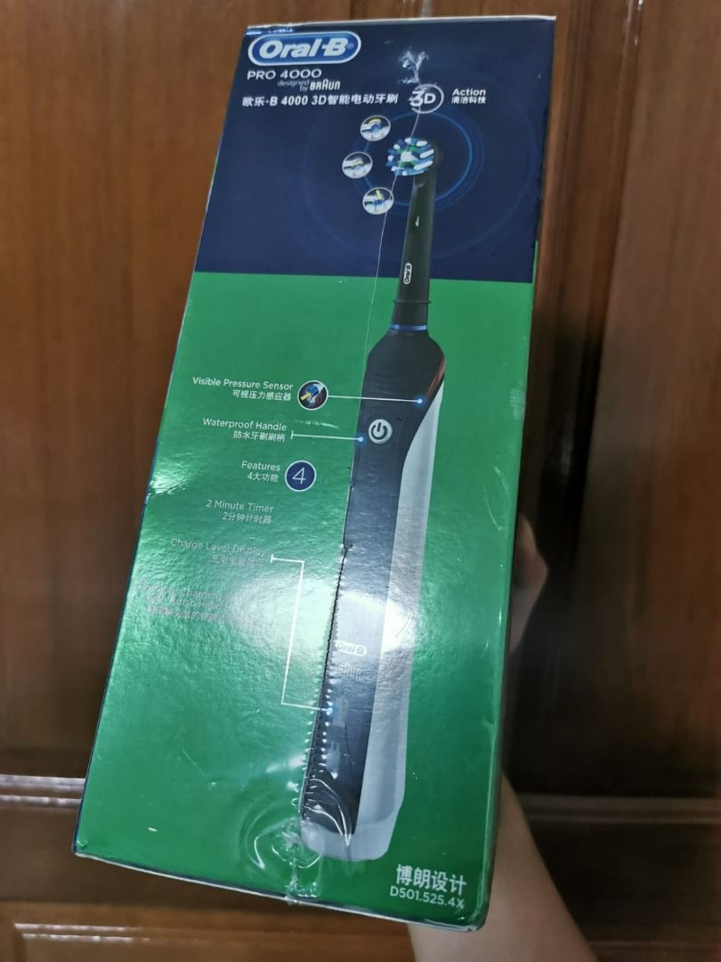 Oral B Pro 4000 3D Smartseries Ultrasonic Electric Toothbrush with Visible Pressure Sensor Power ...
