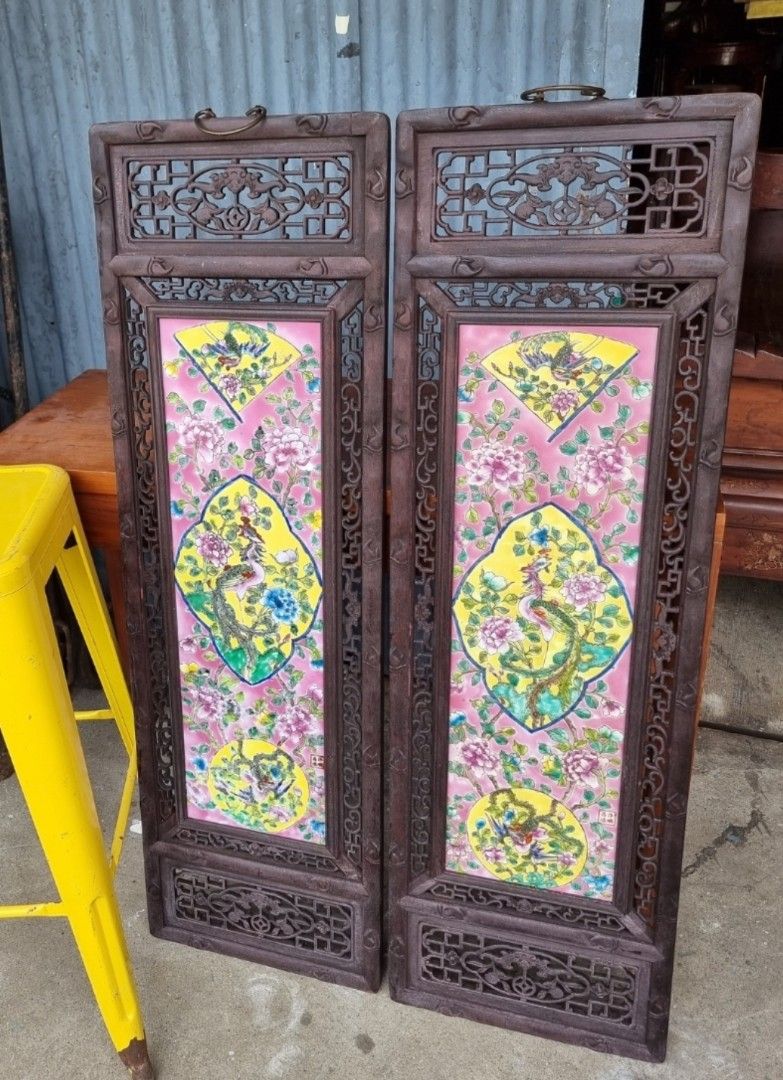 PAIR OF NONYA BABA STYLE SCREEN NEW PERANAKAN STYLE, Furniture & Home ...
